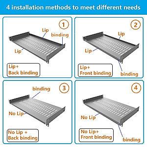 Jingchengmei 2 Pack of 1U Disassembled Vented Cantilever Server Rack Mount Shelf 10" (254mm) Deep for 19" Network Cabinet or Equipment Rack (10V2PC)