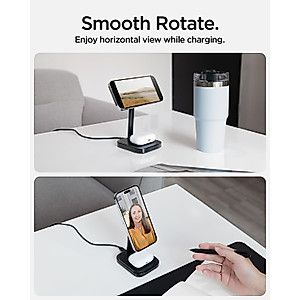 Spigen ArcField (MagFit) for MagSafe 2-in-1 Dual Magnetic Wireless Charging Stand Fast Wireless Charger for iPhone 15 Pro Max Plus 14 13 12 Pro Max Mini Airpods Pro 3 2 2nd gen -Adapter Not Included