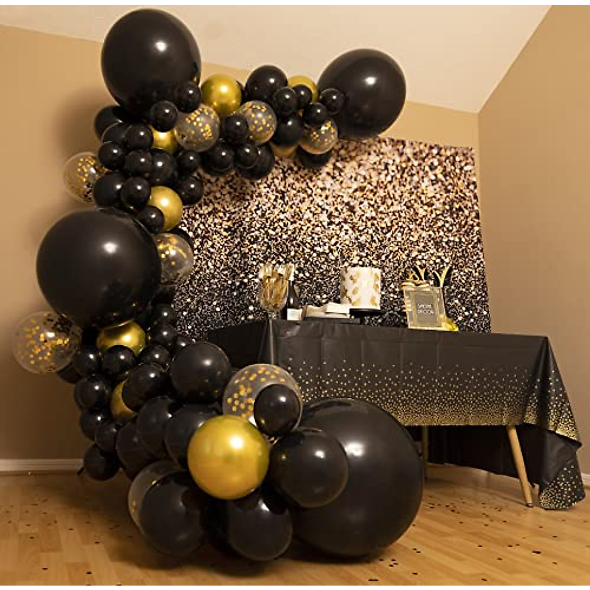 115pcs – Black and Gold Balloon Garland Kit & Arch – Black Gold Balloons Party Decorations – Balloon Arch for Gold and Black Birthday, Graduation, New Years, NYE, Retirement, Wedding, Anniversary