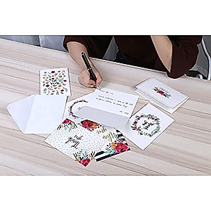 Juvale Assorted Floral Thank You Blank Cards with Envelopes (4x6 In, 48 Pack)