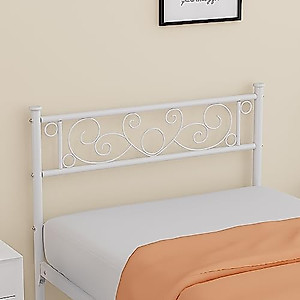 Elephance Twin Size Bed Frame with Headboard and Footboard, Metal Platform Bed Frame with 14 Inch Storage Space Mattress Foundation No Box Spring Needed for Girl Boy White