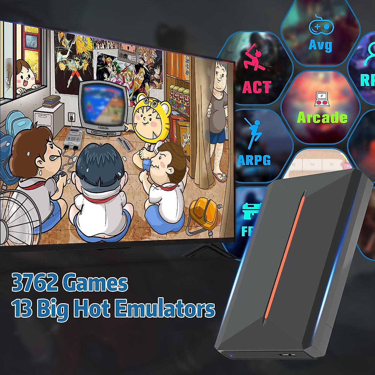Emulator Console Game HDD 500G, Retro Game Console with 3700+ Video Games & 13 Hot Emulators, Compatible with Launchbox Hard Drive for PC with Win 8.1/10/11, Plug and Play,Sata 3 to USB 3.0,Up to 6G/s