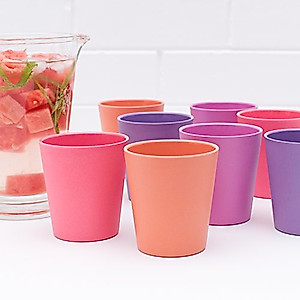 bobo&boo Bamboo Kids Cups Set of 4 Drinking Cups for Kids Eco Friendly Toddler Cups Without Lids ~ Non Toxic & Reusable ~ Great Gift for Baby Showers Birthdays & Preschool Graduations (Sunset)