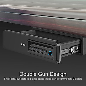 Biometric Fingerprint Safe, Slide-Away Handgun Safe for Two Pistols Storage Safe Drawer Safe for Home and Vehicle (Biometric Fringerprint Safe)