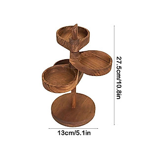 3tier Wooden Rotatable Storage Rack, Solid Wood Desktop Decoration, Multi Layer Rotatable Shelf Entryway Key Organizer Solid Wood Desktop Jewelry Storage Box (Bronze)