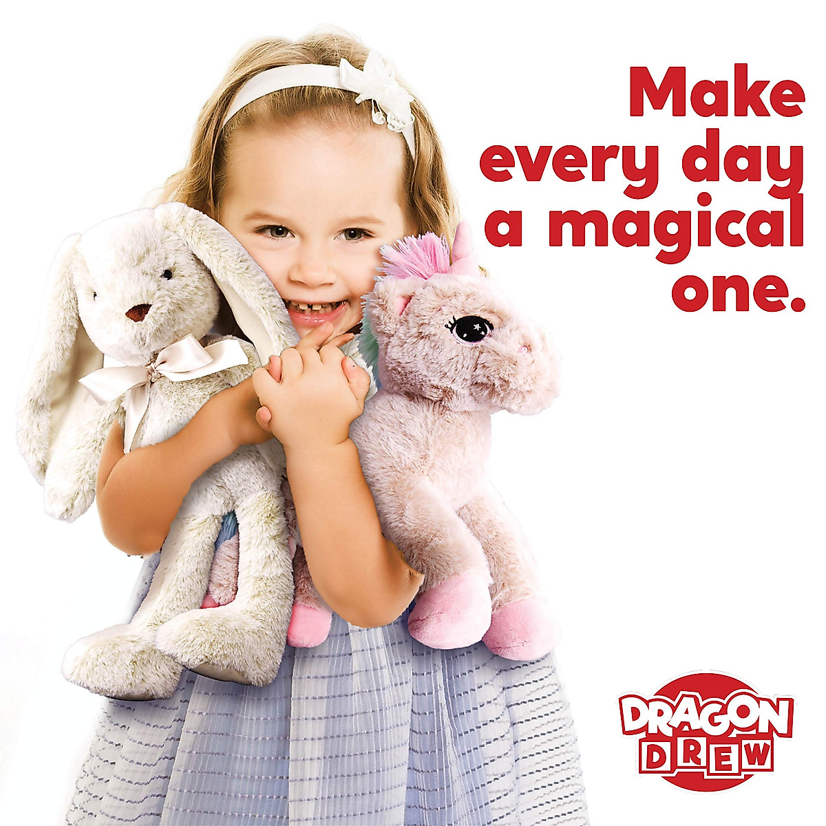 Dragon Drew Unicorn and Bunny Stuffed Animals - 2 Soft Plush Animal Toys for Baby, Toddler and Kids - Cute and Cuddly Friends for Boy or Girl - Great Gift for Easter, Christmas, Birthday