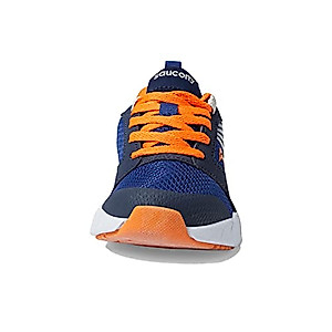 Saucony Wind FST Lac to Toe Sneaker, Navy/Orange, 2 US Unisex Big Kid