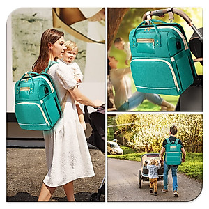 Gimars Diaper Bag Backpack, 5 in 1 Large Baby Bag, Waterproof Baby Diaper Bags for Travel with Insulated Milk Bottle Pocket, Large Capacity and Stroller Straps,Green