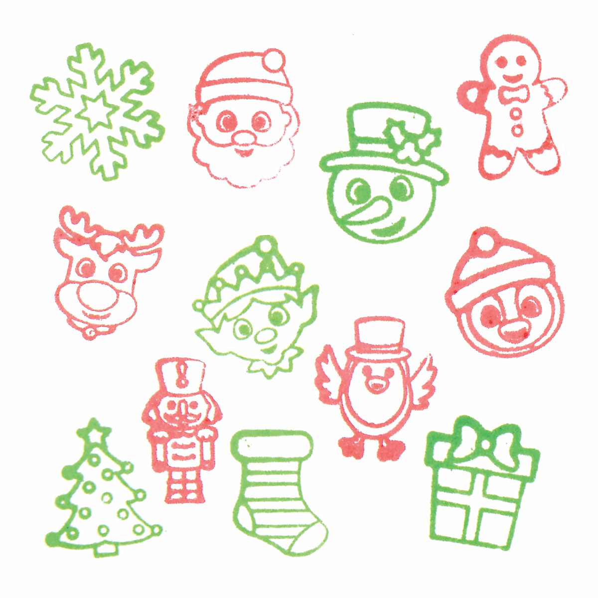 Baker Ross FC199 Christmas Self-Inking Stampers - Pack of 12, Ink Stamps, Stamp Set for Children, Ideal for Kids Arts and Crafts Projects