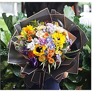 XICHEN 20 Counts /10 Colors Gold Edge Flower Wrapping Paper,Florist Bouquet Supplies,DIY Crafts,Gift Packaging or Gift Box Packaging, Waterproof Floral Wrapping Paper 22.8 * 22.8Inch