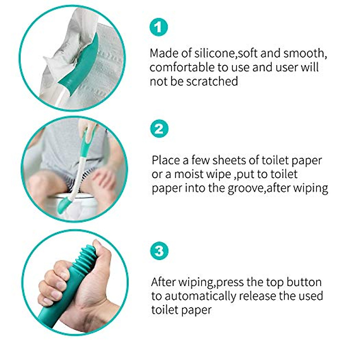 Kirimon Long Reach Comfort Toilet Wiping Aids Tools - Self Assist Bathroom Bottom Buddy Wiping Toilet Aid for Limited Mobility,Elderly, Pregnancy,Disabled, Arthritis,Shoulder or Back Pain,Surgery