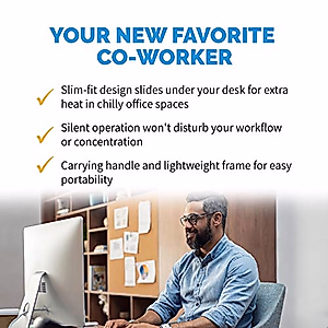 NewAir Portable Heater - 400-watt Under Desk Heater with Slim Fit Design and Silent, Energy Efficient Operation | Ideal for Office, Desk, Home, and More