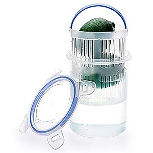 JUXYES Plastic Pickle Container Jar with Strainer Flip, Transparent Pickle Storage Container with Strainer Insert, Pickle Jar Juice Separator Dry Wet Separation Pickle And Olive Container with Lock It Lid