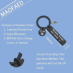 MAOFAED Vet Techs Gift Funny Veterinary Technician Gift Because People Are Gross Veterinarian Keychain Vet student gift Veterinarian Graduation Gift (because people are gross black)