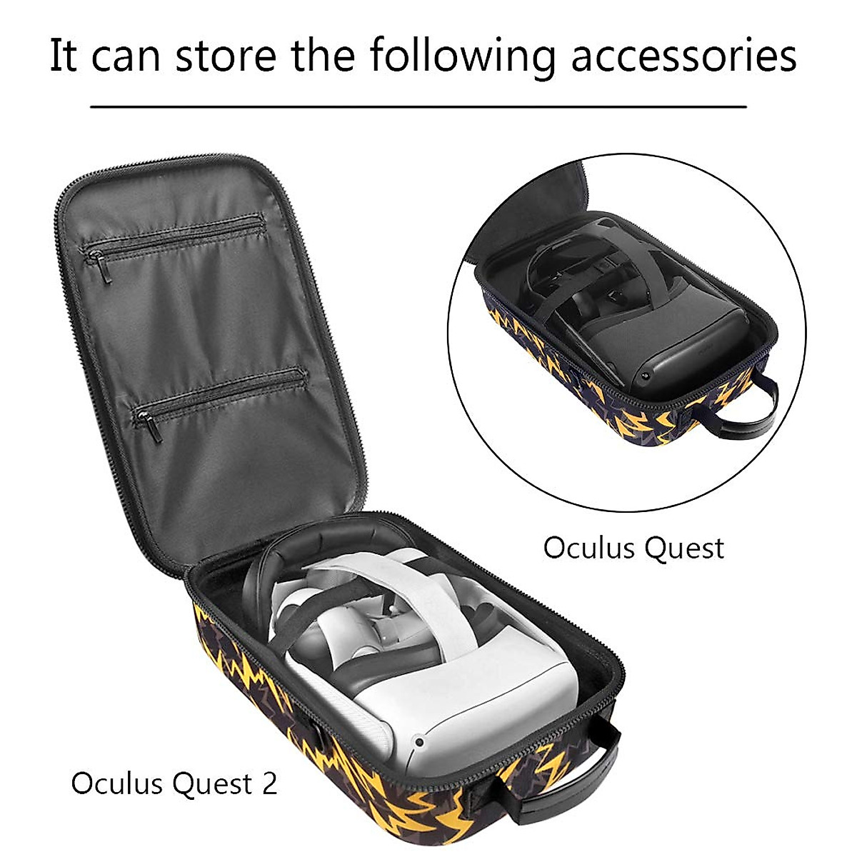 HIJIAO Hard Travel Case for Oculus Quest 2 & Quest VR Gaming Headset and Controllers Accessories Waterproof Shockproof Carring case (Yellow)
