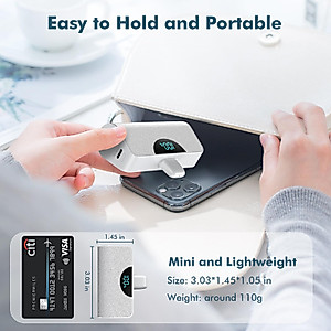 [2 Pack] Mini Portable Charger for iPhone 5200mAh, 20W PD Fast Charging Power Bank, LCD Display Cute Battery Pack Portable Phone Charger Compatible with iPhone 14/14 Pro Max/13/12/11/XR/8/7/6 Series