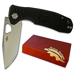 Honey Badger Tanto Pocket Knife for Men and Women - Folding Pocket Knife with Clip, Outdoor Camping Knife, Lightweight Pocket Knife, EDC Knife, and Reliable Folding Knife - Medium Black