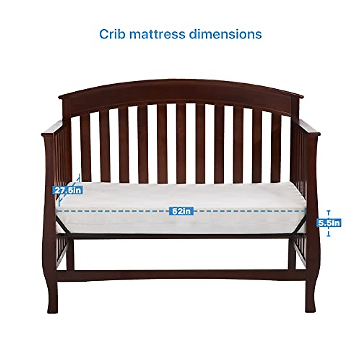 Memory Foam Crib Mattress, Dual Side Toddler Mattress,Washable and Waterproof, fits Standard Full-Size Crib and Toddler Bed,Fiberglass-Free.