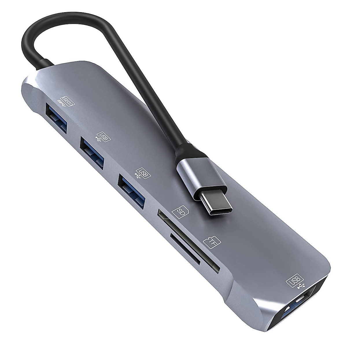 USB C to USB 3.0 Hub for iPad Pro 11/ iPad Mini/MacBook Air 6 in 1 Multifunction SD MicroSD Adapter for MAC