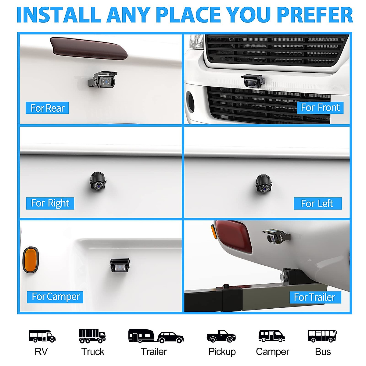 eRapta 1080P Wired Backup Camera System Kit,9" HD DVR Monitor with IP69 Waterproof Reverse/Side View Camera for RV Truck/Semi Box Truck/Trailer A9