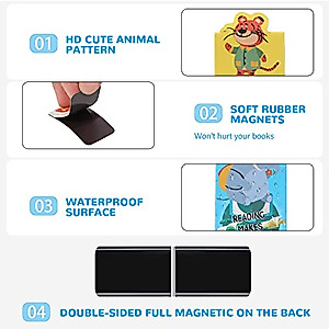 MWOOT 24Pcs Animal Magnetic Bookmarks, Magnet Page Markers Kit for Reading Lover, Creative Magnetic Page Clips Bookmark for Kids Students School Office Book Lovers Reading Supplies (12 Styles,5.5x3CM)
