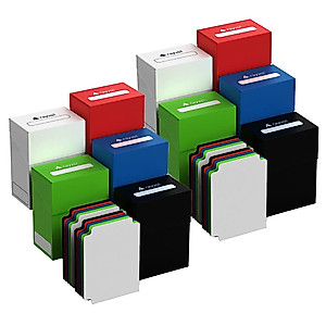 Rayvol 10 Card Deck Box with 20 Dividers - Set of 10 Card Boxes for TCG (Blue, Red, Green, Black, White)