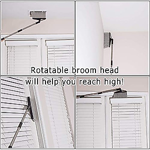 GAMLI Broom and Dustpan Combo Set - Rotatable Wisp Cleaning for Kitchen Floor, Indoor, Hardwood Floors, Industrial, Lobby. Adjustable Broom Pole, Windproof Dustpan - Free Broom Holder