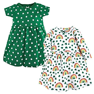 Hudson Baby Infant and Toddler Girl Hudson Baby Infant Girl Cotton Dresses, St Patricks Rainbow, 5 Toddler Casual Dress, St Patricks Rainbow, 4-5T US
