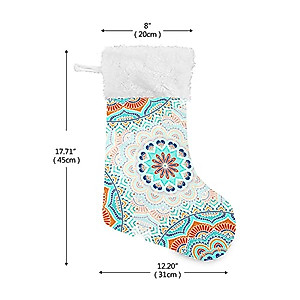 Kigai Christmas Stockings Ethnic Floral Bohemian Large Candy Stockings Stuffers Kids Cute Xmas Sock Decorations 2PCS for Home Holiday Party 12" x18"