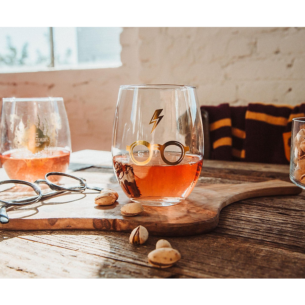 Toynk Harry Potter Icons Stemless Wine Glasses, Set Of 4 | Each Holds 20 Ounces