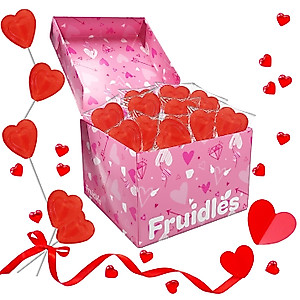 The Dreidel Company Valentines Day Lollipops Red Double Heart Shaped Cherry Flavored, Individually Wrapped, 12-Pack