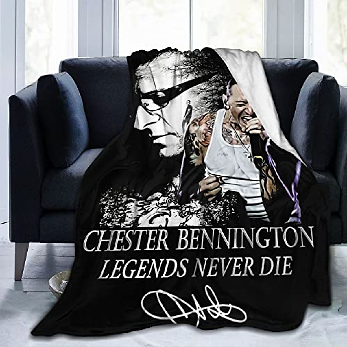 Chester Bennington Blanket Flannel Super Soft Fleece Lightweight Throw Blanket for Bed Couch Sofa Bedroom Warm Blanket 60"X50"