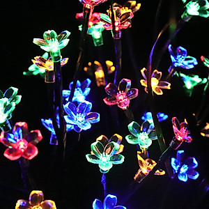 Solar Garden Tree Lights Outdoor Decoration - 2 Pack Solar Flower Lights with 40 Cute Fairy Christmas Leds ,Rechargeable Solar Powered Landscape Decorative Lights for Yard, Lawn, Walkway, Home Decor