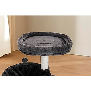 YUNIQUE Newest Cat Tree with Cat Condo and Big Hammock，Darkgrey