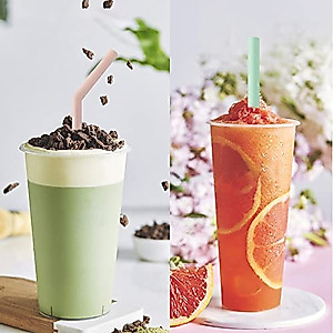 8Pcs Reusable Silicone Straws, Long Smoothie Drinking Straws with Cleaning Brushes for 20oz 30oz Tumblers, Milkshakes, Bubble Tea