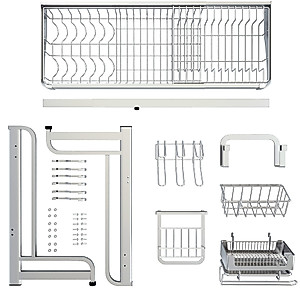 LIVOD Over The Sink Dish Drying Rack, 2 Tier Over Sink Dish Drying Rack Width Adjustable(25.6-37.6in), Durable Stainless Steel Dish Rack Over Sink Organizer, Space Saving Kitchen Sink Drying Rack