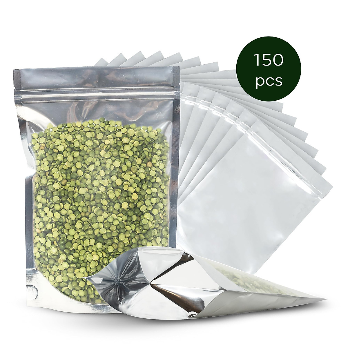 WaldOaks 150 Resealable Food Storage Bags, 6x9-inch Heat Sealable Air Tight Bags, Stand Up Zip Bags, Waterproof Packaging Barrier, 24 fl oz