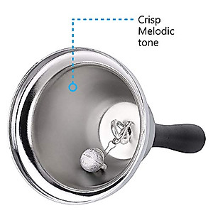 MROCO Loud Hand Bell, Silver Steel Hand Bells for Adults, Dinner Bells for Inside Classroom Bell, for Food Line, Alarm, Jingles, Ringing