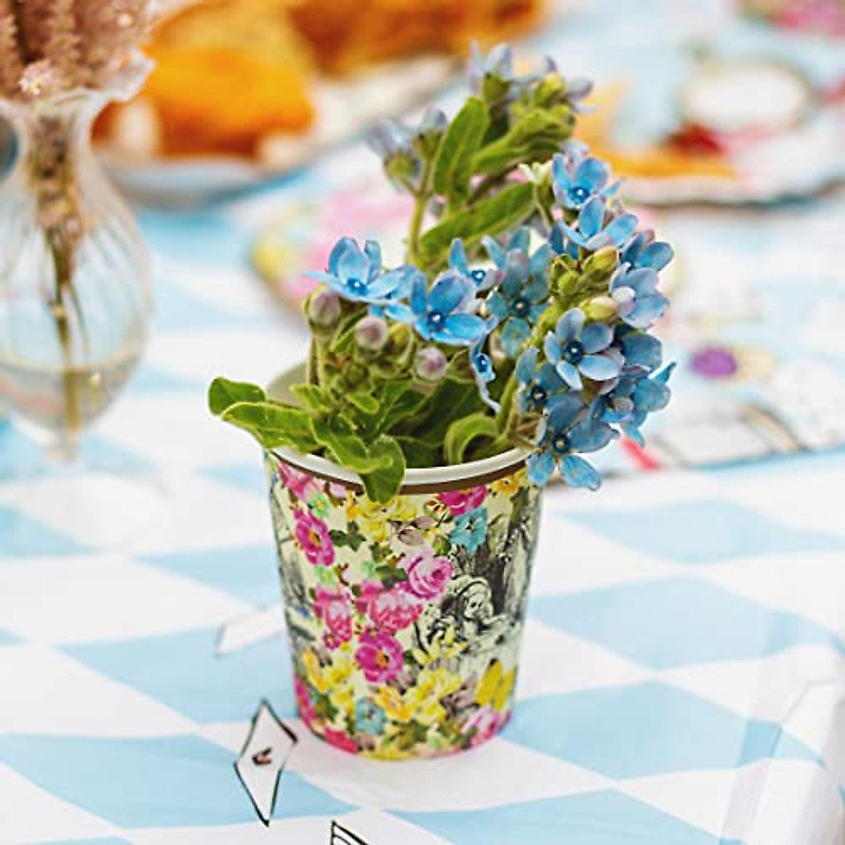 Talking Tables Truly Alice Alice in Wonderland Mad Hatter Party Cup Set with Handle and Saucers in 3 Designs for a Tea Party or Birthday