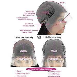 JADEFLO 13x4 Deep Wave 24 inch Lace Front Wigs Human Hair Pre Plucked with Baby Hair 180 Density Curly lace frontal Wigs for Women Human Hair HD Lace Deep Wave Frontal Wig Natural Color (24 Inch)