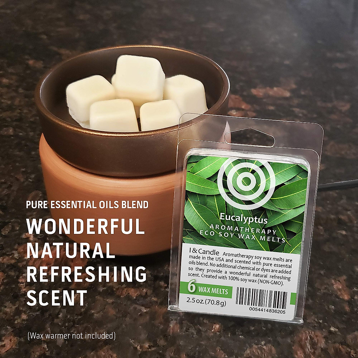 I & Candle, (Set of 4) Eucalyptus / Hibiscus & Citrus / Rose & Lavender / Rosemary & Mint Aromatherapy Wax Melts. 100% Soy Wax Non-GMO. Made in the USA