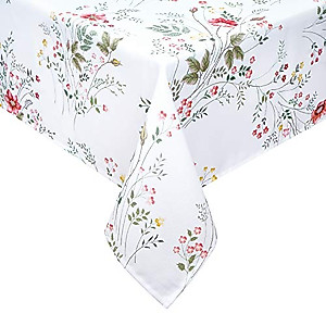 ASPMIZ Floral Tablecloth, Wild Flower Table Cloth, Spring Summer Waterproof Wrinkle Free Tablecloth for Outdoor, Picnic, Camping, Party, Kitchen, Dining Room, Rectangle 60 x 84 inch