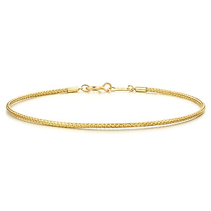CHOW SANG SANG 18K Yellow Solid Gold Minimalist Simple Bangle for Women 92817K | 7 (Wrist Size:14.5-15.5 CM)