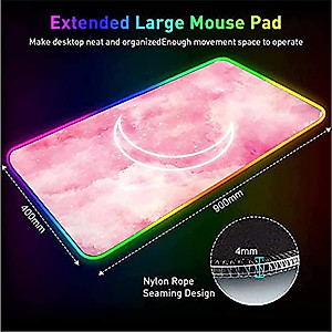 Mouse Pads LED RGB Large Pink Cloud Mousepads XXL Desk Gaming Mouse Mat Smooth Surface Computer Mat Overlock Edge Keyboard Pad 30X80Cm/L