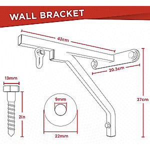 RDX Punching Bag Bracket Wall Mount Hanger, Iron Hook D-shackle Heavy Duty powder coated steel Hanging Stand, Home Boxing MMA Training Gym Fitness Indoor Outdoor Workout, 37CM Length, Holds Upto 130lb