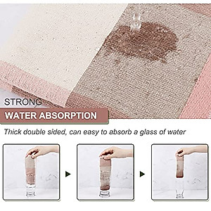 PiccoCasa 100% Cotton Terry Kitchen Towels, Big Buffalo Check, 6 Pack Soft Absorbent (13 x 29 Inch) Quick Dry Dish Towels - Pink, White