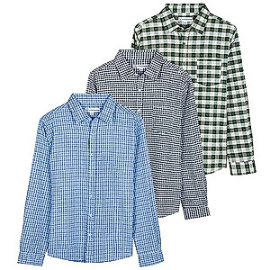 3-Pack: Mens Long Sleeve Button Up Down Shirt for Men Dress Shirts Slim Casual Plaid Clothing Clothes Pocket Cotton Collar Summer Outfit Fashion Top Tees Tshirt Lounge Camisa para Hombre - Set 3, XL