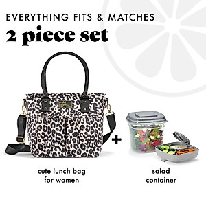 Fit+Fresh Summerton Insulated Lunch Bag women love as Lunchbox, Lunch Tote - Cute Small Lunch Box For Women, men,lunch boxes, adult lunch, Feline Fine