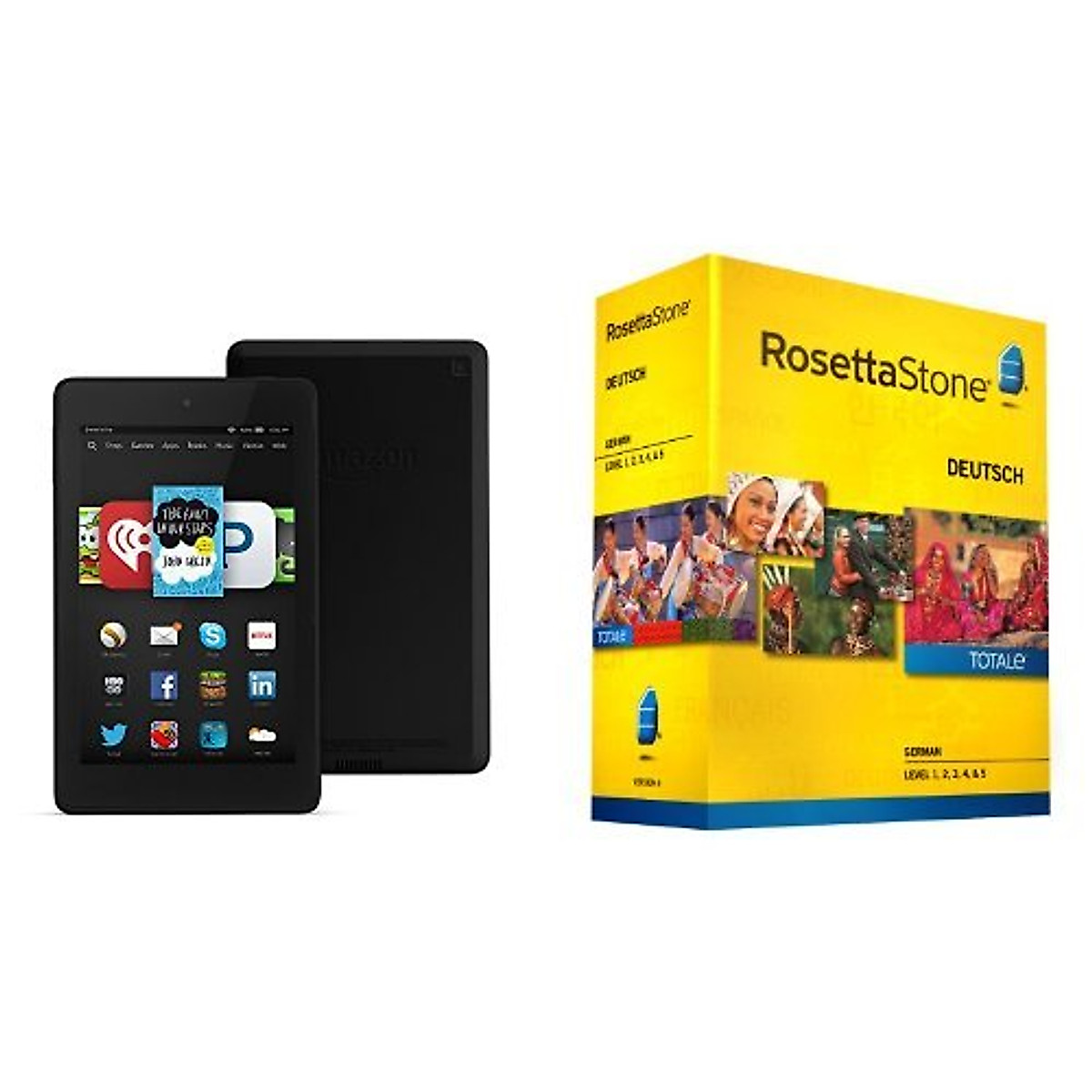 Learn German: Rosetta Stone German - Level 1-5 Set with Fire HD 6, 6" HD Display, Wi-Fi, 8 GB
