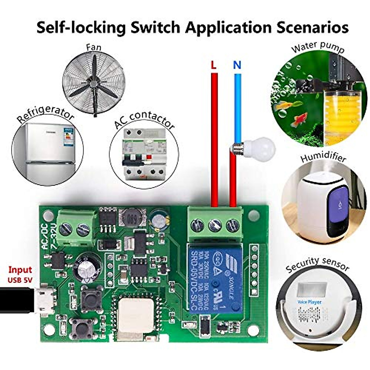 Newgoal wireless jog relay momentary/self-locking switch module DIY smart home remote control wifi relay switch Ewelink App compatible with Alexa Echo Google Home IFTTT (DC1)